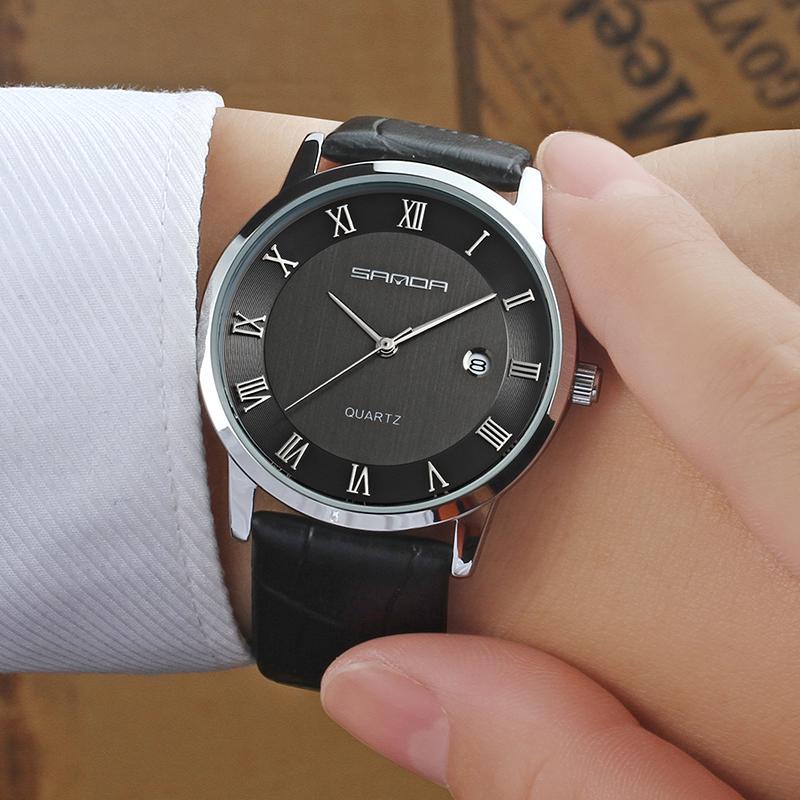 Buy SANDA 7mm Super Slim Men's Watches Leather Business Leisure ...