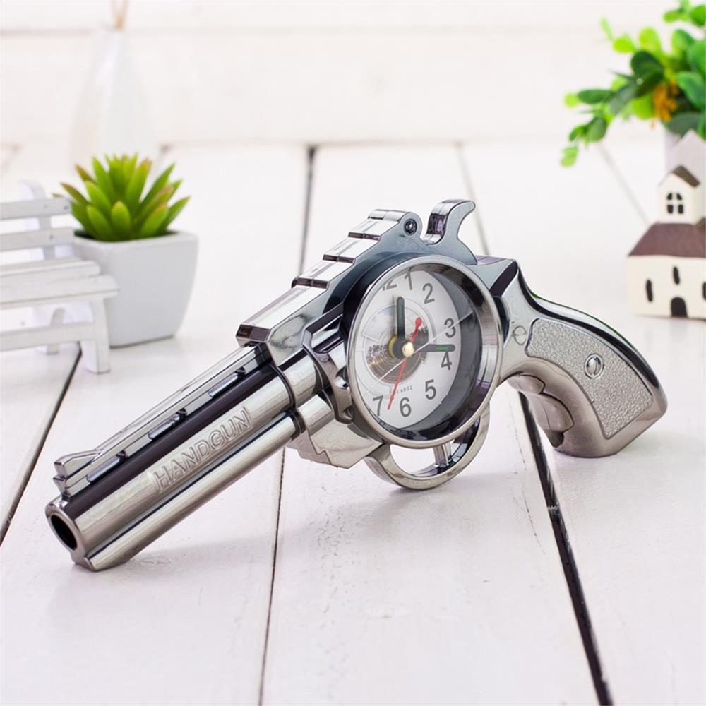 Buy Retro Revolver Analog Quartz Alarm Clock Pistol Model Gun Shape ...