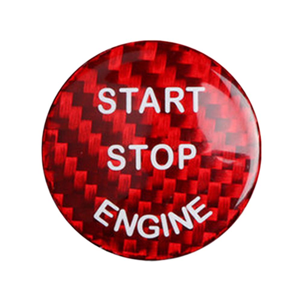 Buy Car Red Carbon Fiber Decorative Sticker Start Stop Button Cap ...