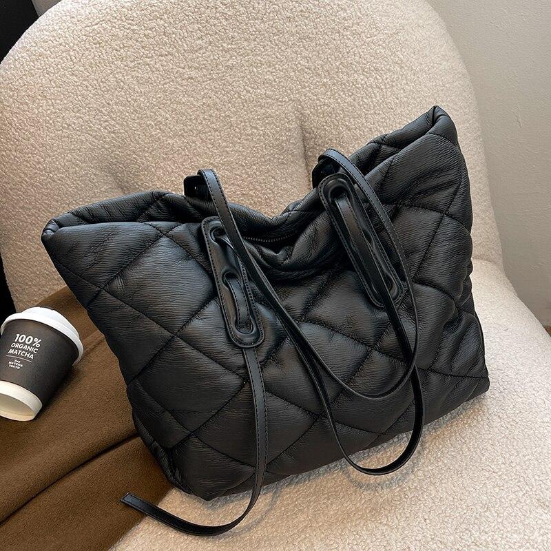 Buy Casual Pu Leather Shoulder Bag Designer Padded Women Big Handbag ...