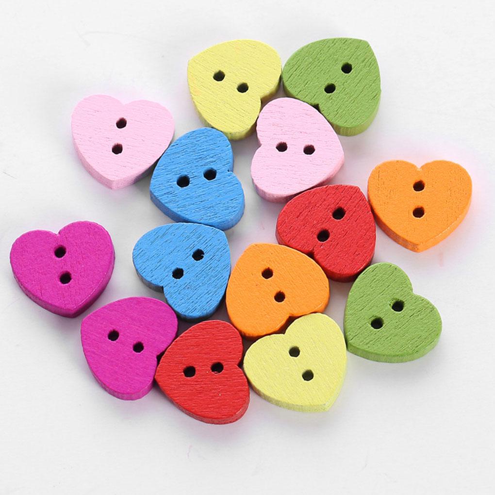 Buy 2 Bags/set Wood Heart Buttons Sewing Scrapbooking Love Heart ...
