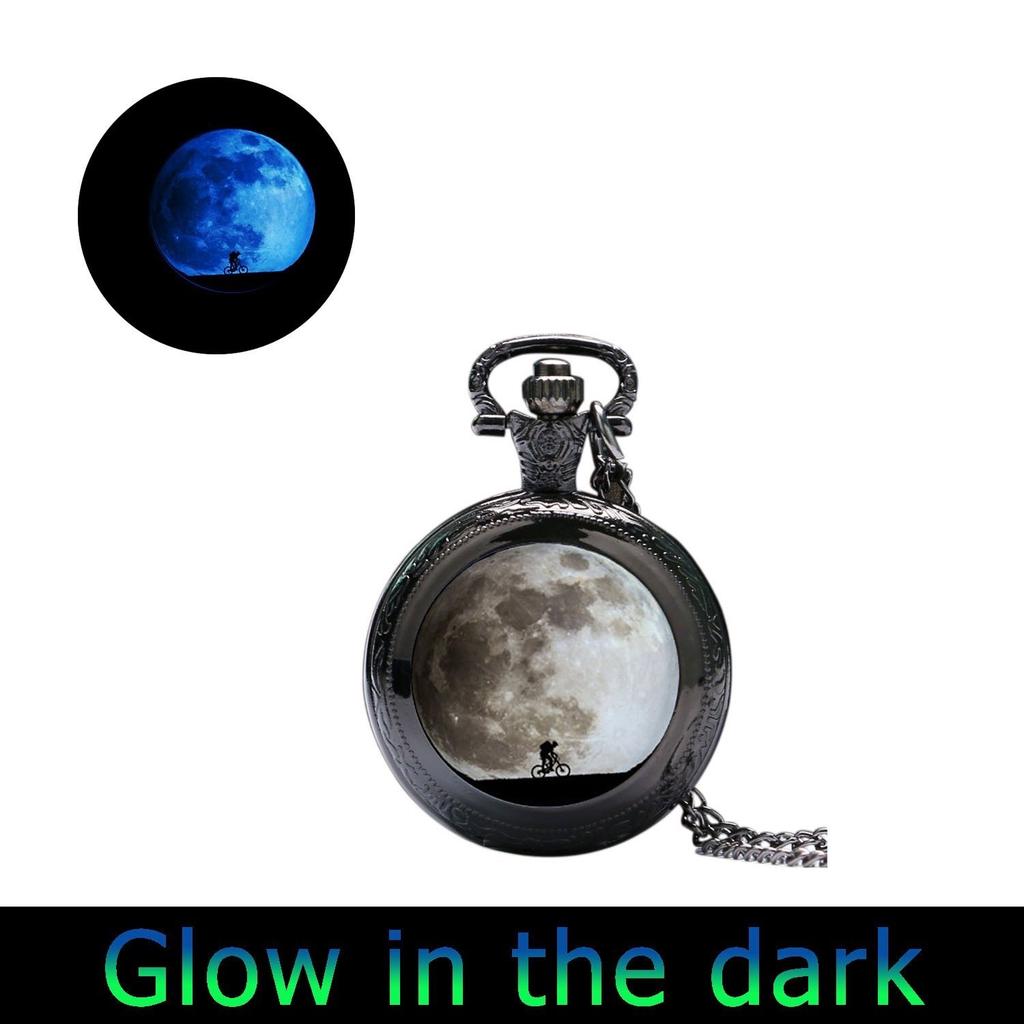 Buy Glow Moon and Bike Glow In The Dark Glowing Pocket Watch Necklace ...