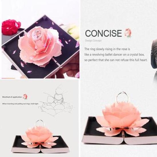 Buy Folding flower ring box rotating rose ring box birthday Valentine's ...