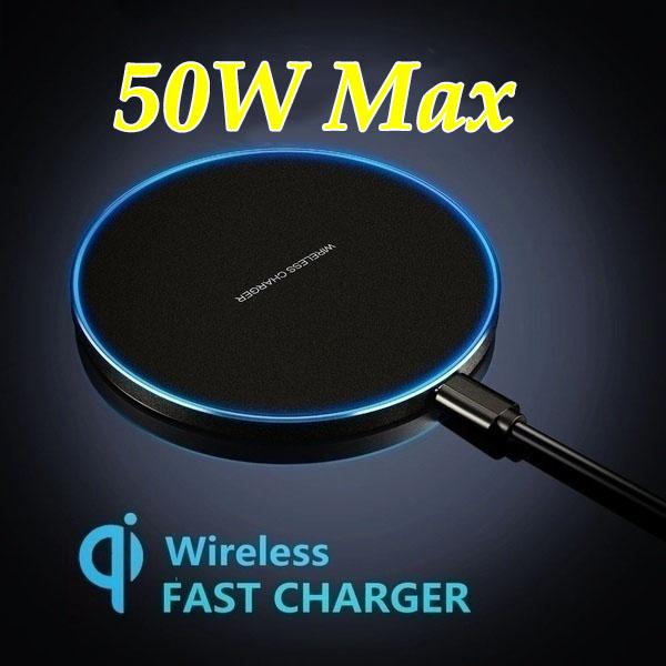 Cheap NEW Upgrade 50W Qi Wireless Charger Induction Fast Charging Station for iPhone 14 13 12 11 ...
