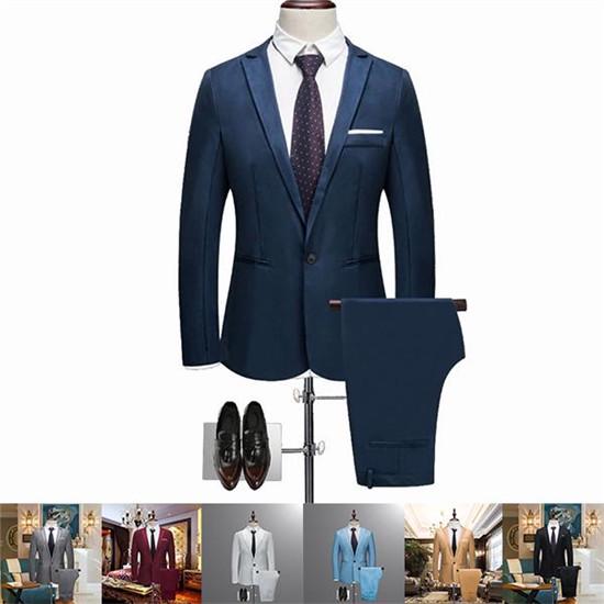 Mens Suit Solid Color Suit Casual Slim Fit 2 Pieces Mens Wedding Suits ...
