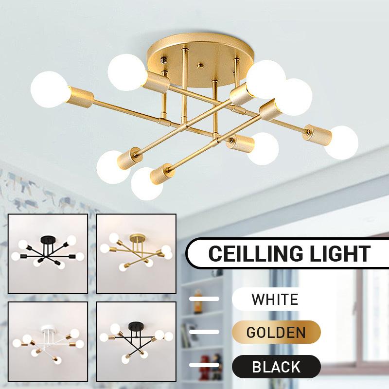 Buy 6/8 Head LED Industrial Iron Ceiling Lamp Black/Golden European ...