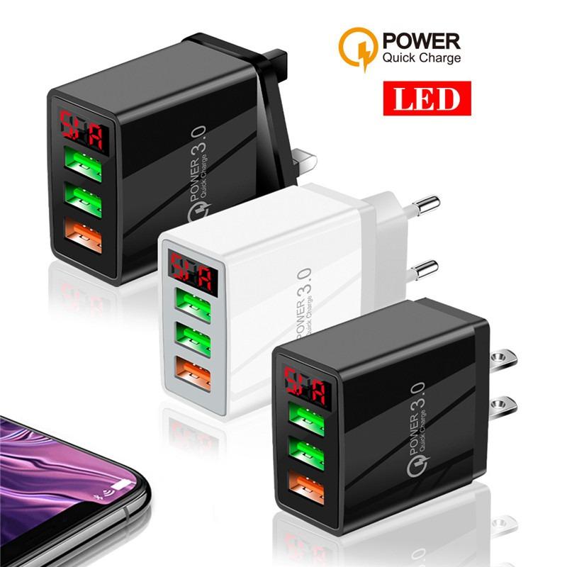 Buy LED Charge USB Plug Durable Display Quick Charger Adapter 3 Port at ...