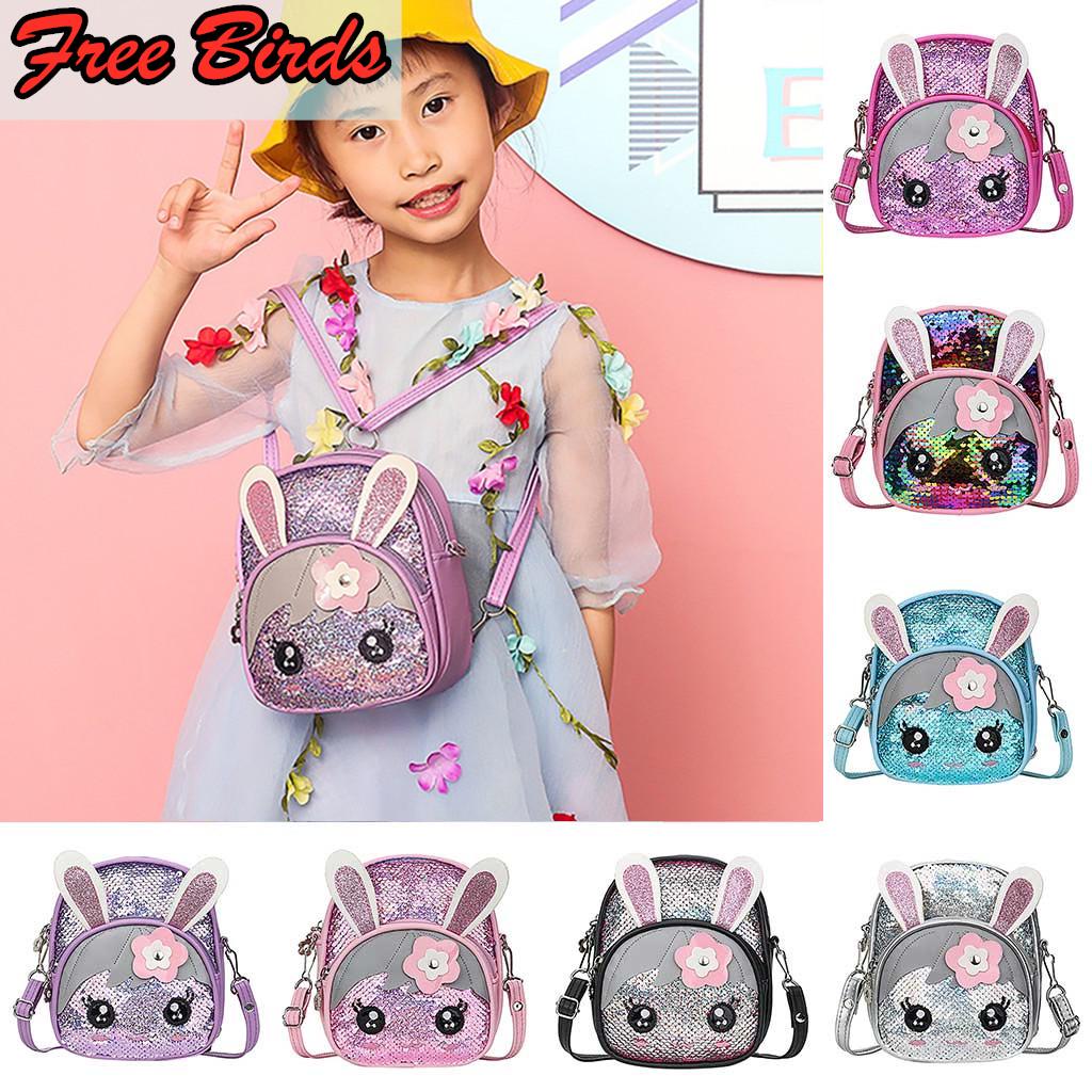Buy Children Blinking Sequins Fashion Wild Cute Rabbit Ear Backpack at ...