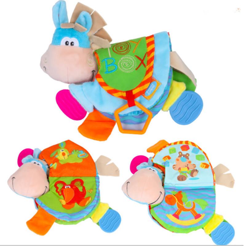 Buy 0-12 Month Baby Rattles Teether Cloth Book Toys Cute Donkey Animal ...