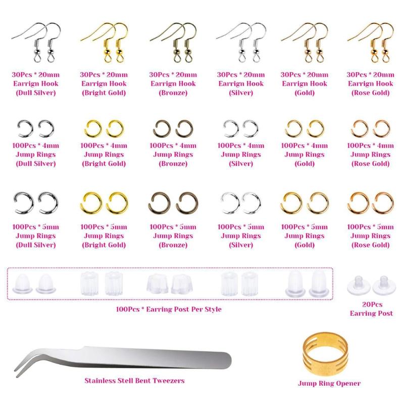 Buy 1902Pcs Earring Making Kit Earring Hook Earring Backs Jump Rings ...