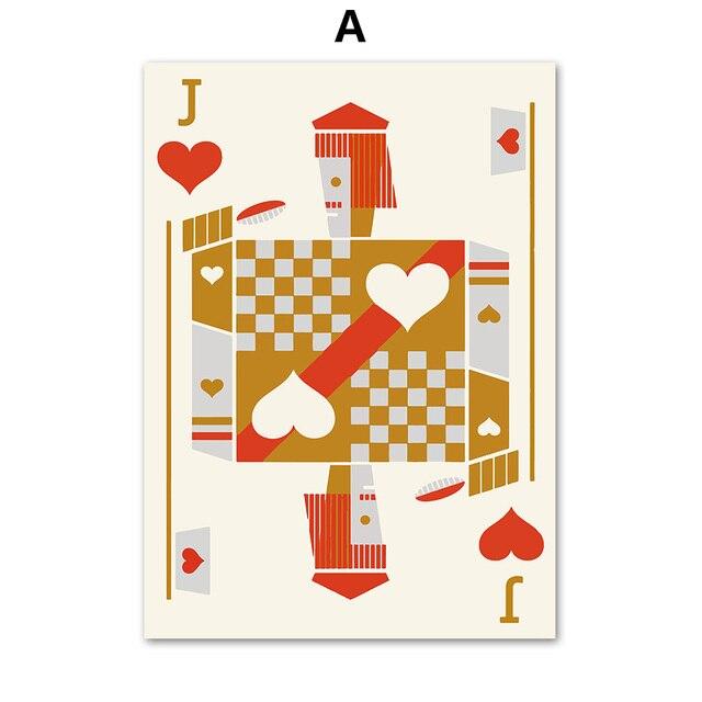 Poker Cards Jack King Queen Of Hearts JQK Wall Art Canvas Painting ...