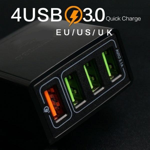 Buy 4-Port USB Wall Charger Multiport Output [QC 3.0+3 USB Port] 31W 6 ...