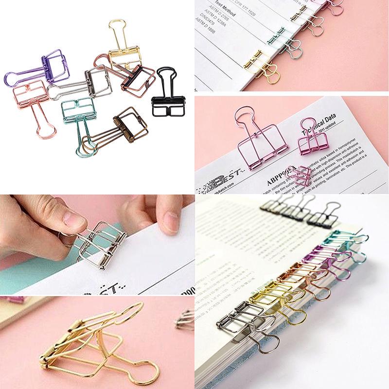Buy 10pcs Hollow Out Metal Binder Clips Letter Paper Clips Office ...