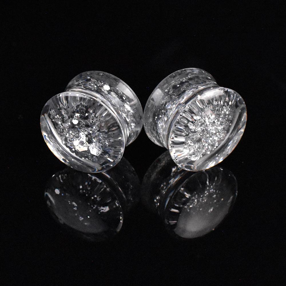 Cheap 2Pcs Metallic Sequins Acrylic Ear Tunnels Plugs Double Flared Ear ...