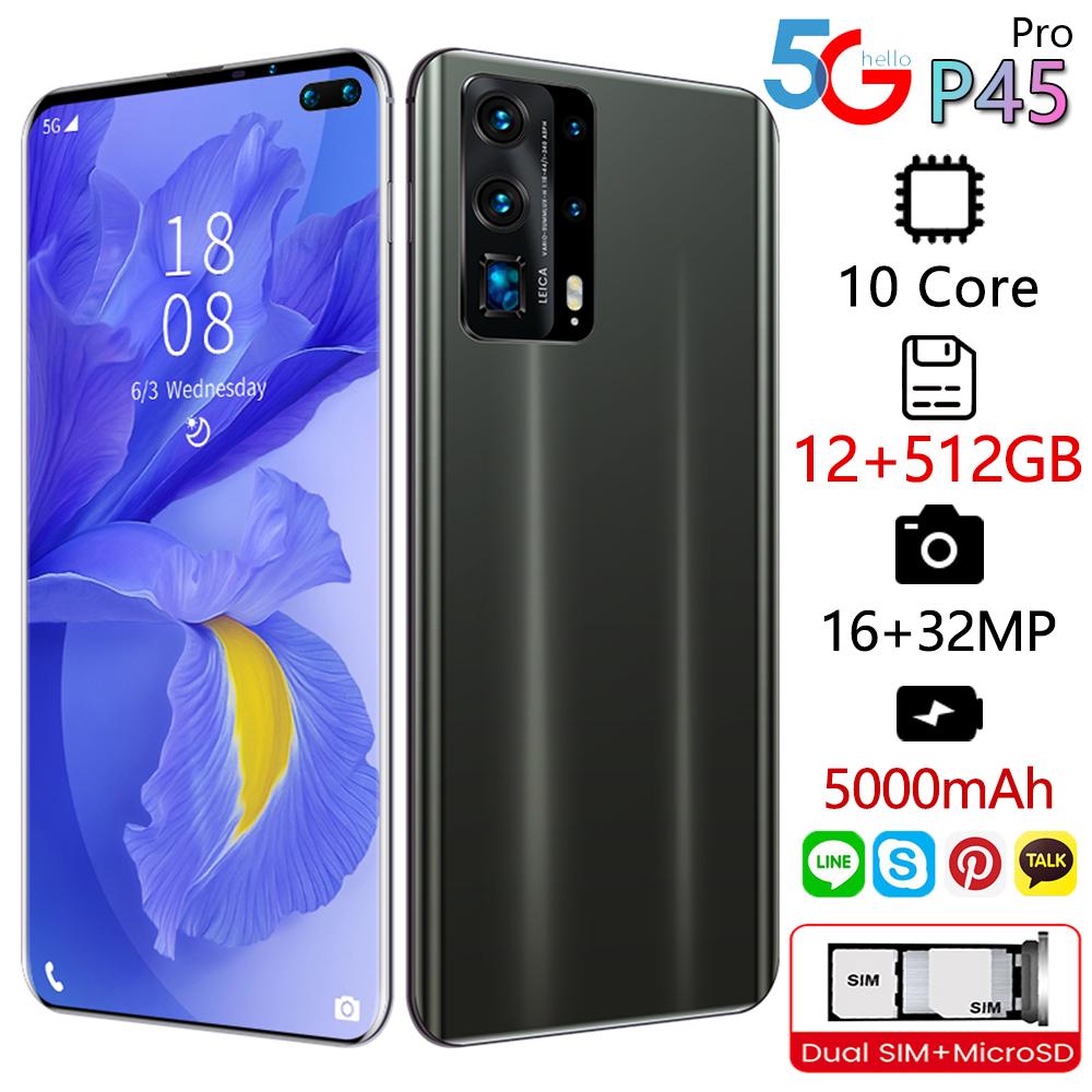 Buy 6.6inch Full Display MTK6889 Deca-core Smartphones P45 Pro 12GB RAM ...