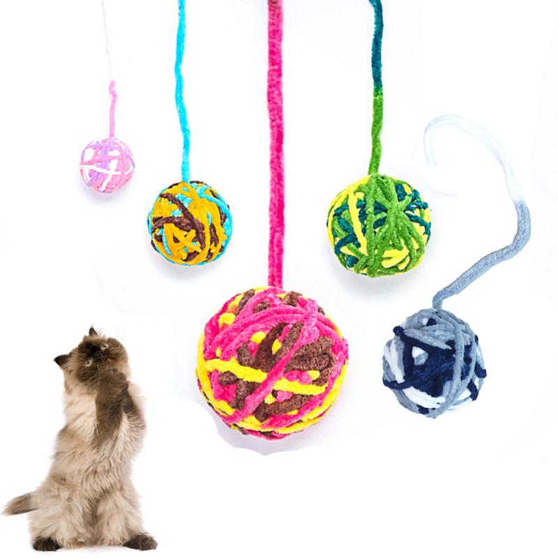 Buy Colorful Pet Yarn Balls Built-in Bell Sound Toy Scratch-resistant ...