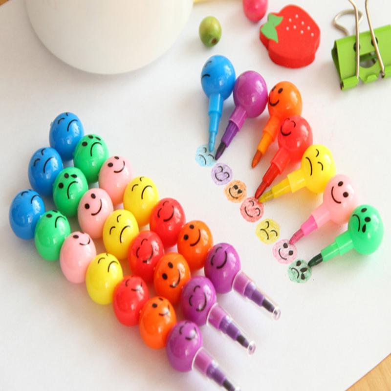 Buy 7 Cute Stacker Swap Smile Face Crayons Emoji Crayons Children ...
