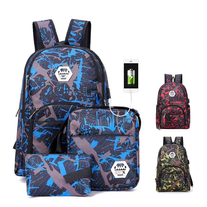 Buy Fashion Unisex USB Rechargeable Backpack Camouflage Travel Bag ...