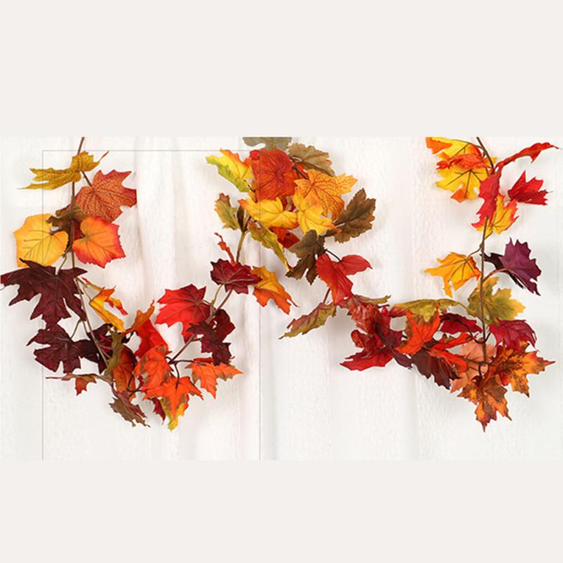Buy 170cm Simulate Maple Leaf Cane Autumn Color Decoration for Home ...