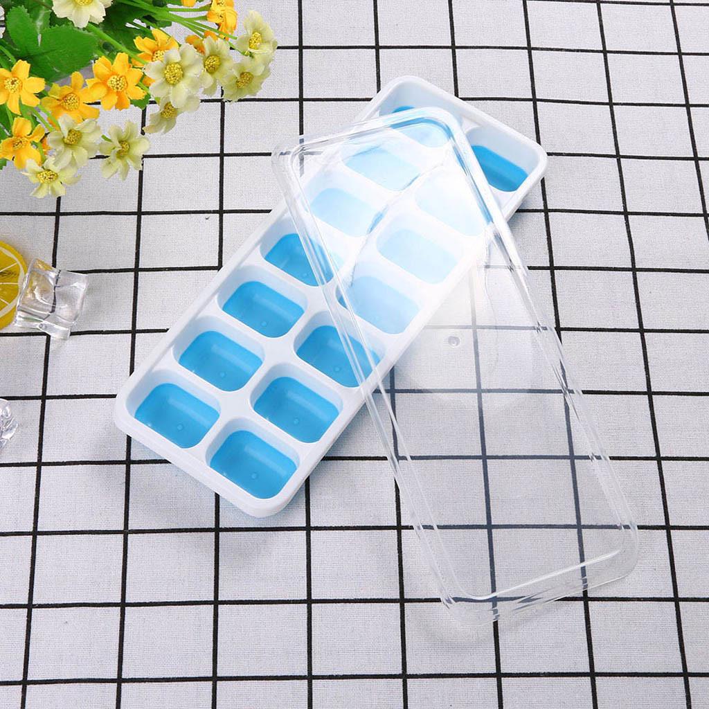 Buy 2Pc Covered Ice Tray Set With 14 Ice Cubes Molds Flexible Rubber ...