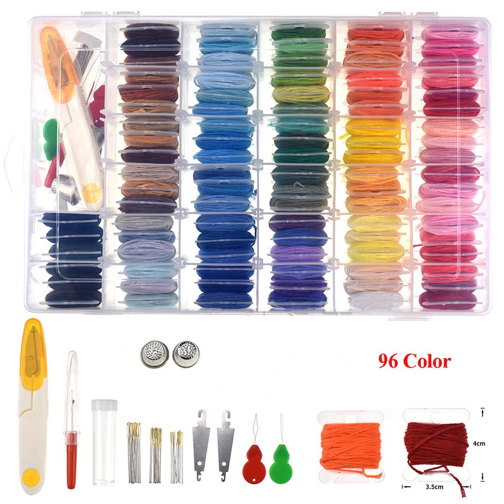 Buy Cross Stitch Wire Box Set 96 Color Line Embroidery Thread Tool Set ...