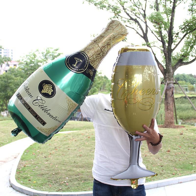 Buy Creative Bottle-shaped Foil Balloon Bottle Champagne Glass Tassel ...