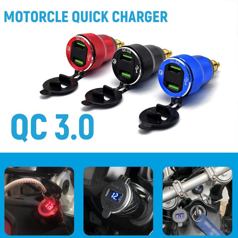 Buy Quick Charge 3.0 Dual USB Motorcycle Charger Plug Socket Cigarette ...