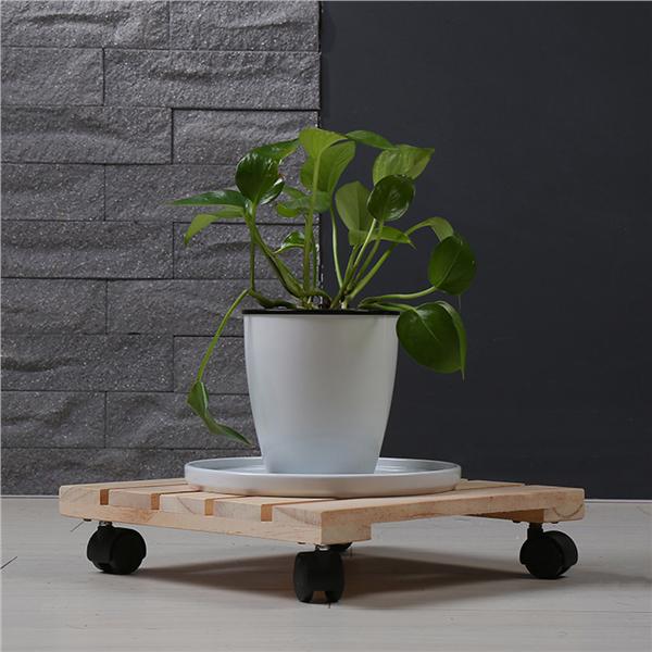 Buy 1Pc 25x25cm Rustic Square Slatted Rotating Flower Pots Stand Wood ...