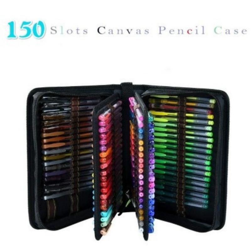 Buy 150 Slots Canvas Pencil Case Gel Pen Bag Storage Bag Pen Organizer ...