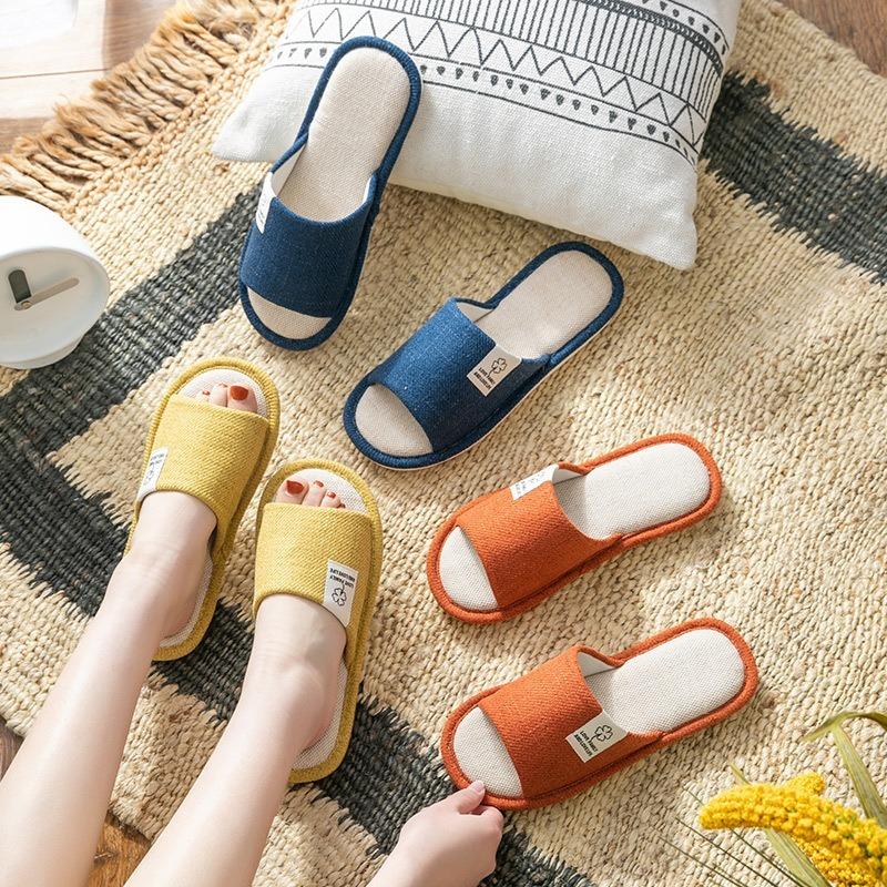 Buy Linen Slippers Female Spring and Autumn Indoor Cotton Linen ...
