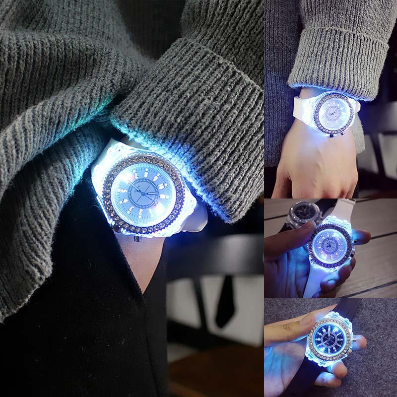 Buy LED Light Flash Luminous Watches Women Men Boys Girls Silicone ...