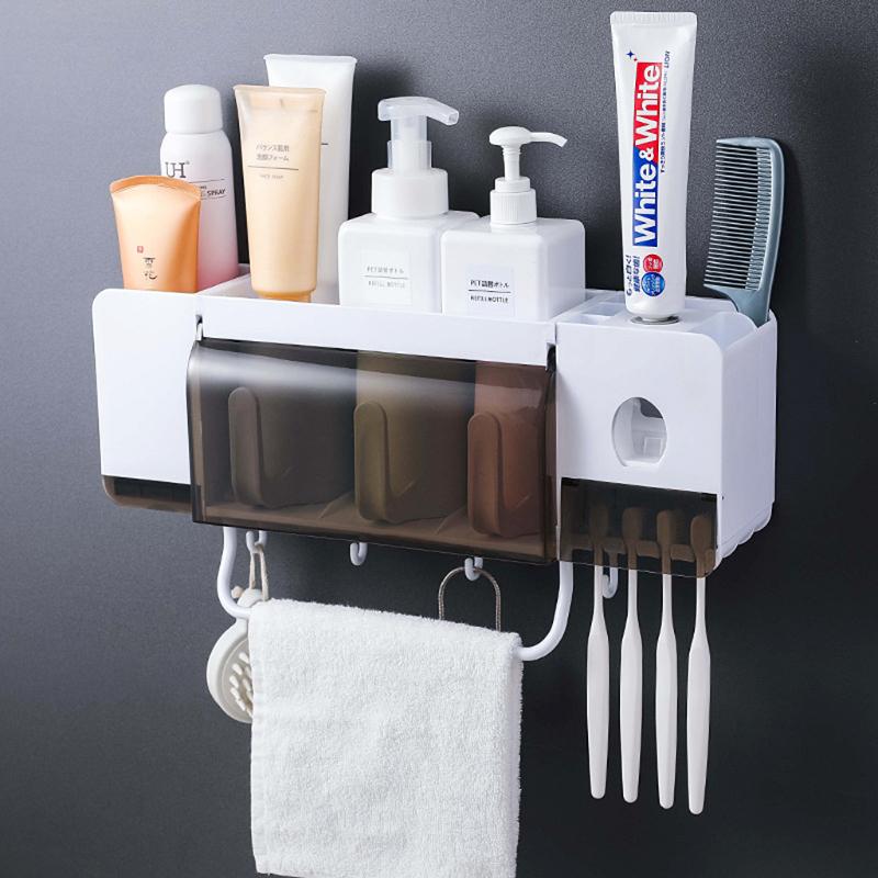 Buy Automatic Toothpaste Squeezer Anti-dust Toothbrush Holder Cups Wall ...