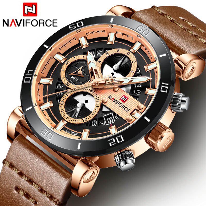 Buy NAVIFORCE Gold Watch Men Gold Waterproof Quartz Sport Watch Man ...