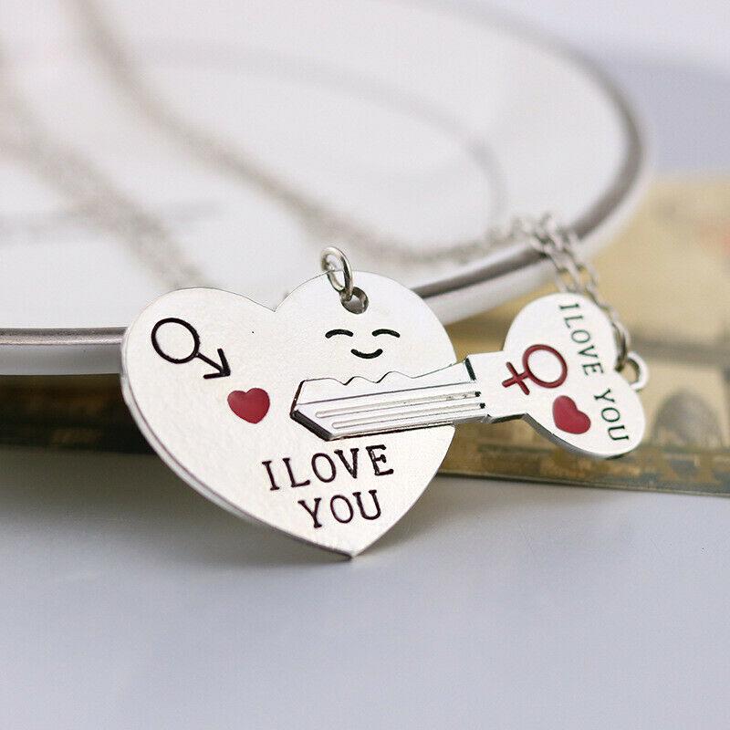 Buy Necklace Silver Color Lovers Love Key Chain Valentine's Day Gift I ...