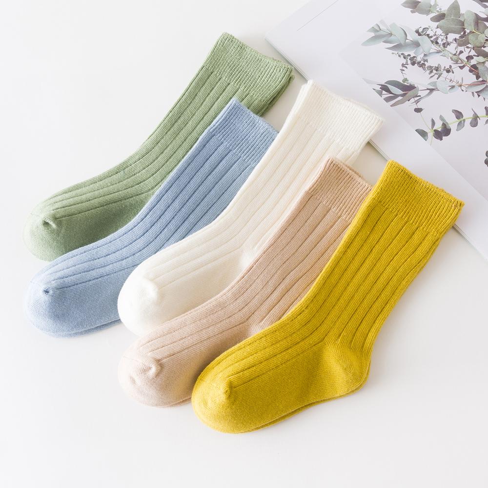 Cheap Unisex Kids Long Socks Simple Cotton Comfy Knee High Solid ...