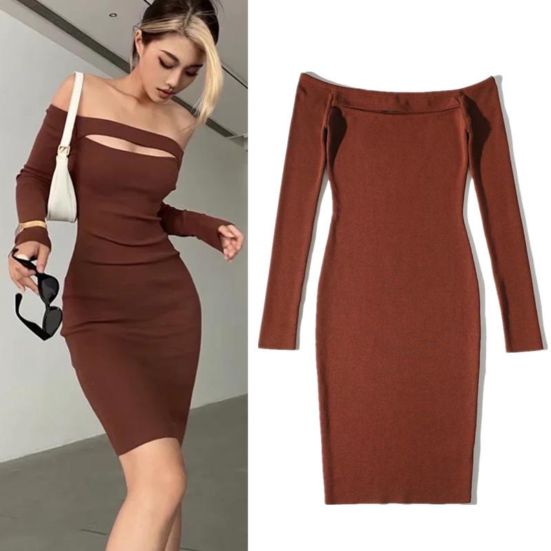 Buy Fashion Women's Sexy Straight Neck Off Shoulder Chest Hollowed Out ...