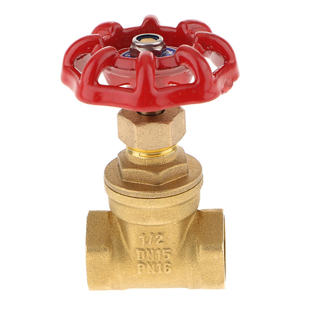 Buy Sturdy Solid Brass Gate Valve Hand Turn Female Thread 2 Way DN15 at ...