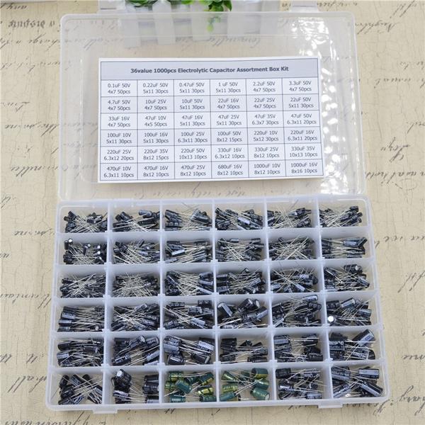 Buy 36 Value Radial Aluminum Electrolytic Capacitor Assortment Box Kit ...
