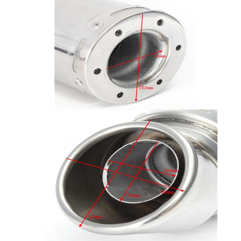 Universal 55mm Stainless Steel Motorcycle Motorbike Elbow Exhaust Tail ...