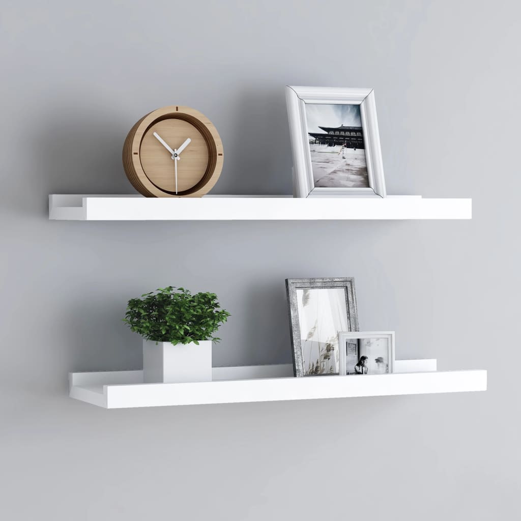 Buy Picture Frame Ledge Shelves 2pcs White 40x9x3cm MDF at affordable ...