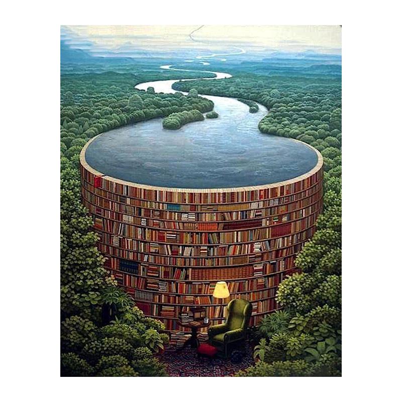 Buy 5D DIY Diamond Painting Cross Stitch Landscape Forest Library ...