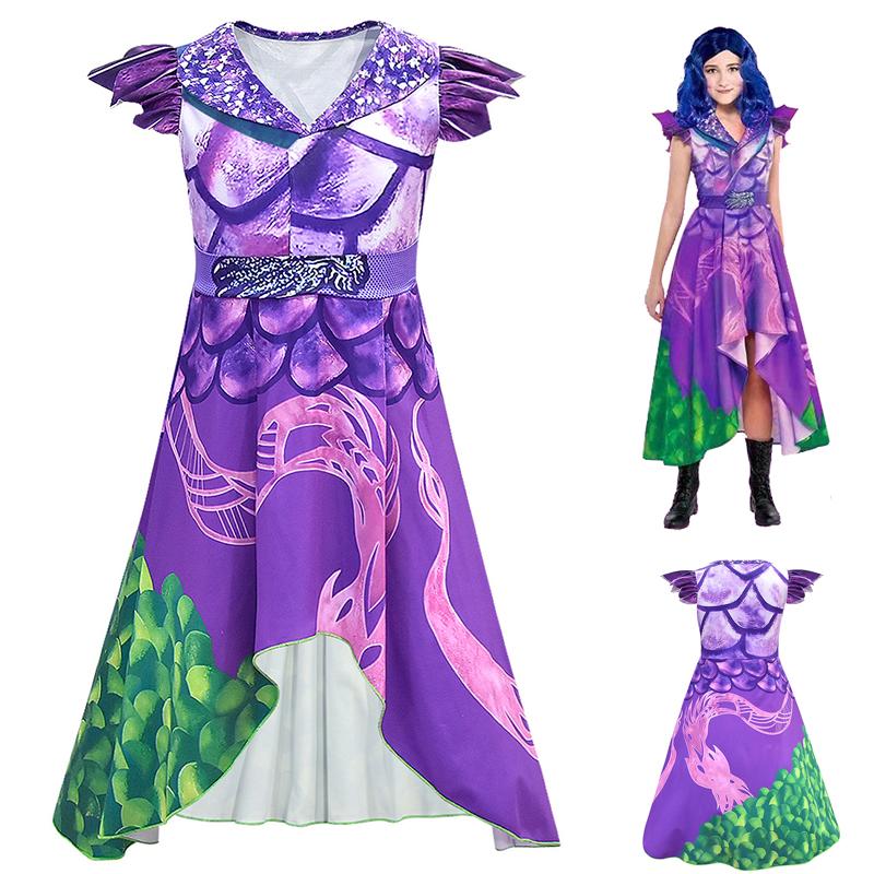 Mal 3 Descendants Cosplay Costume Kids Girls Short Sleeve Fancy ...