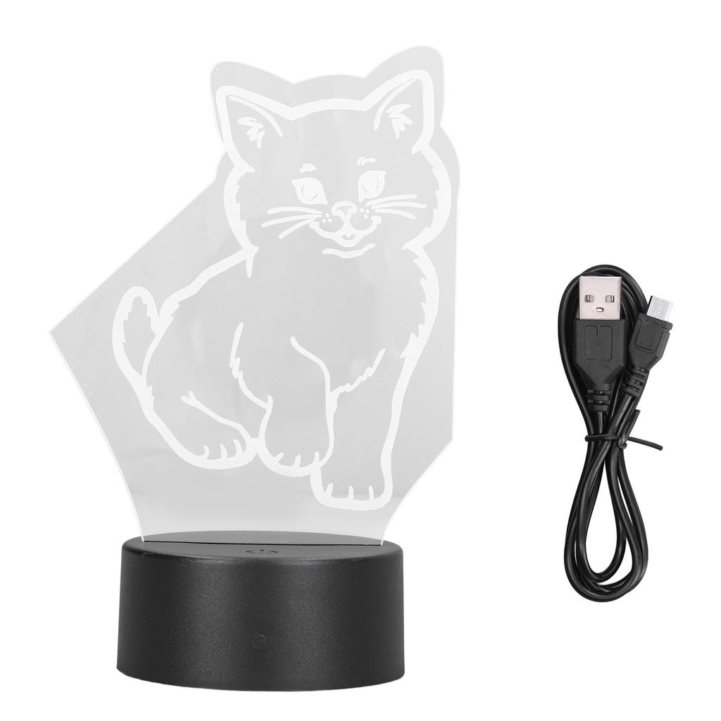 Buy 3D Cat Lamp 3D LED Adjustable Colors Soft Warm Light Safe Durable ...