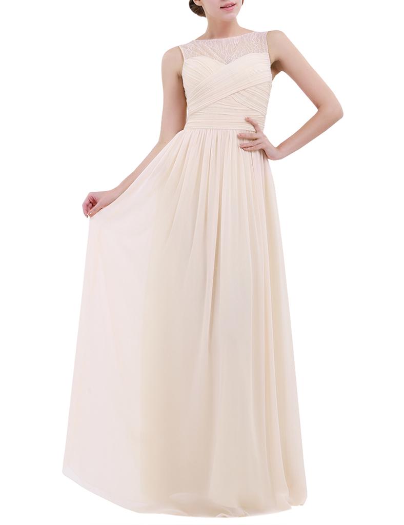 Buy Ladies Full Length Dress Women Chiffon Lace Bridesmaid Dress Long ...