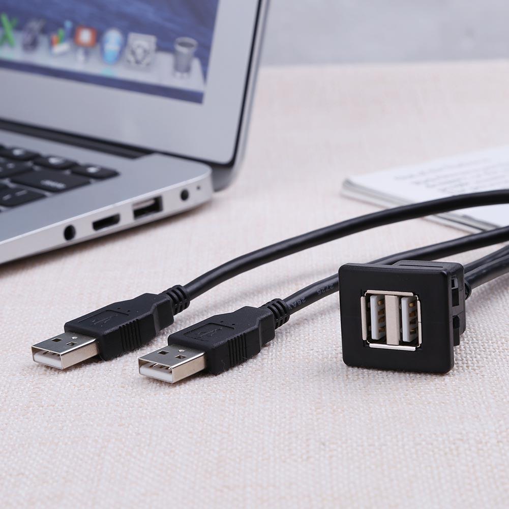 Buy 1m USB Panel Flush Mount Cable Dual USB2.0 A Male To Female Car ...