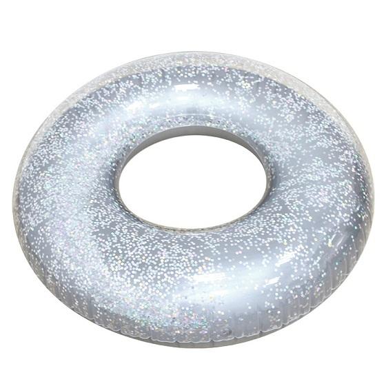 110CM Giant Inflatable Swim Ring With Colorful Glitters Inside For ...