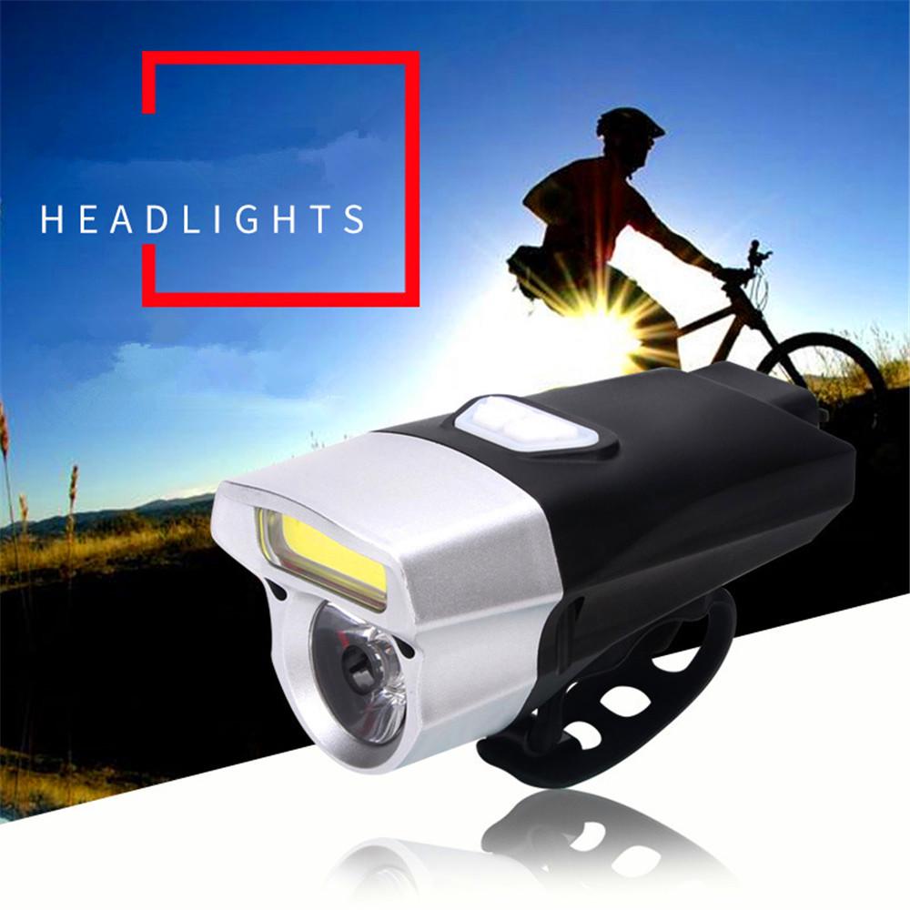 Cycling USB Rechargeable Bike Light Double Lamp Head Light Bicycle LED ...
