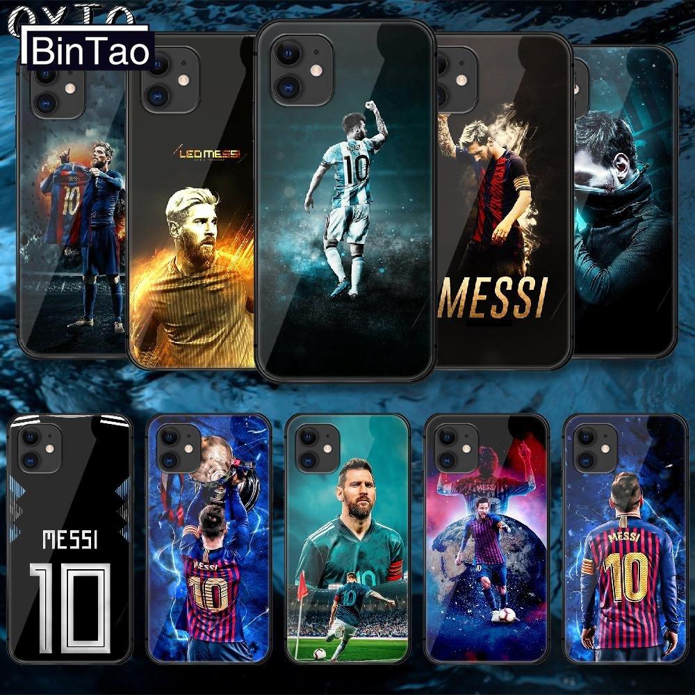 Buy Messi Football Soccer 10 Tempered Glass Phone Case Cover For IPhone ...
