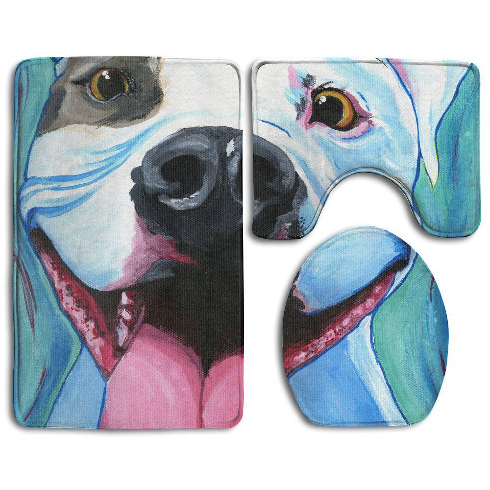 Buy Pitbull Art 3 Piece Bathroom Rugs Set Bath Rug Contour Mat and ...