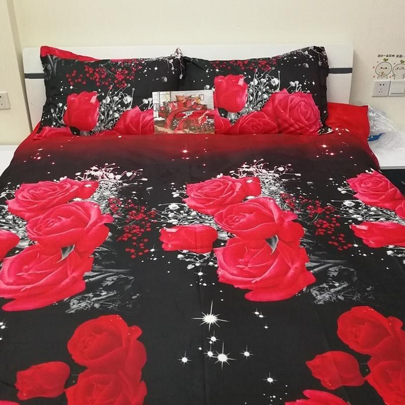 Luxury Bedroom 3D Rose Print Bedding Sets Including Duvet Cover and ...